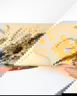 poseta plic handmade unicat din piele - Little Flowers | Breslo