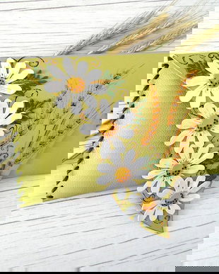 poseta plic handmade unicat din piele - Little Flowers | Breslo