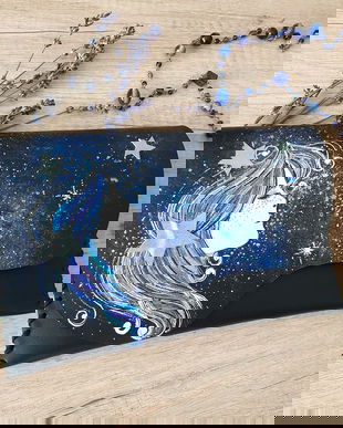 poseta plic handmade unicat din piele - Art Deco Blonde | Breslo