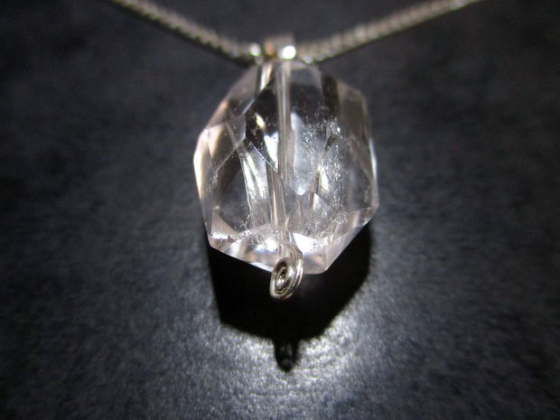 Colier lat argint si pandantiv cuart cristal de stanca | Breslo