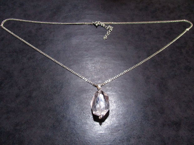 Colier lat argint si pandantiv cuart cristal de stanca | Breslo