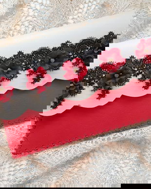 poseta plic handmade unicat din piele - Little Flowers | Breslo