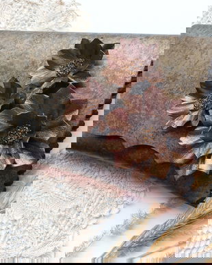 poseta plic handmade unicat din piele - Pink Flowers | Breslo