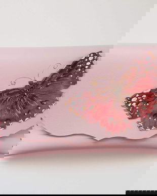 poseta plic handmade unicat din piele- Butterfly | Breslo