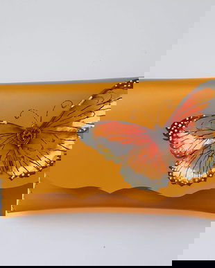 poseta plic handmade unicat din piele- Butterfly | Breslo