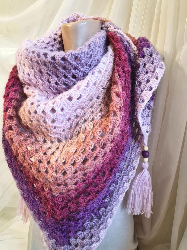 Șal triunghiular croșetat manual OANA | Breslo