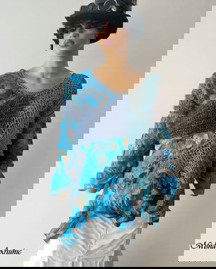 Pulover crosetat si tricotat si elemente impaslite | Breslo