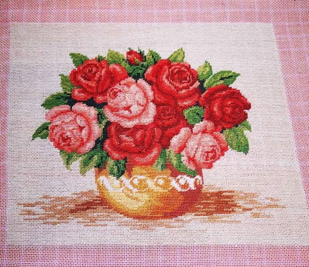 Goblen Vas cu trandafiri | Breslo