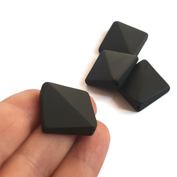 Onix brazilian forma geometrica, negru mat - romb fatetat MG.0164 | Breslo