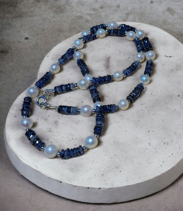 Colier din safir si perle de cultura | Breslo