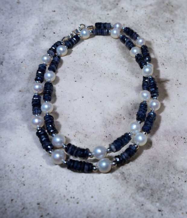 Colier din safir si perle de cultura | Breslo