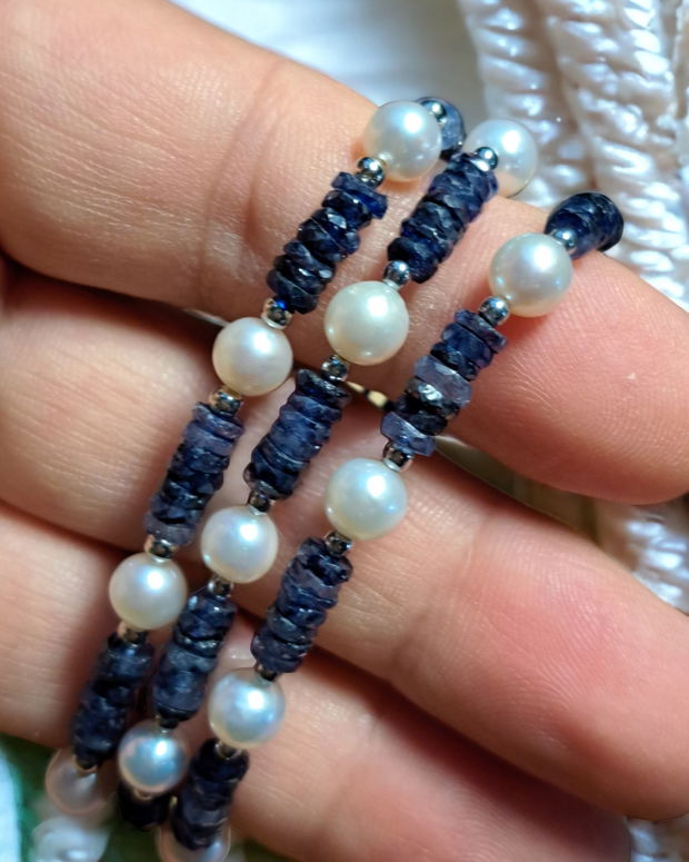 Colier din safir si perle de cultura | Breslo