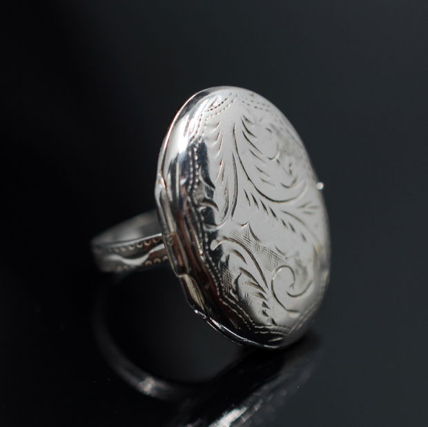 Inel cutiuta din argint 925 pentru poze, locket, inel statement, inel ...