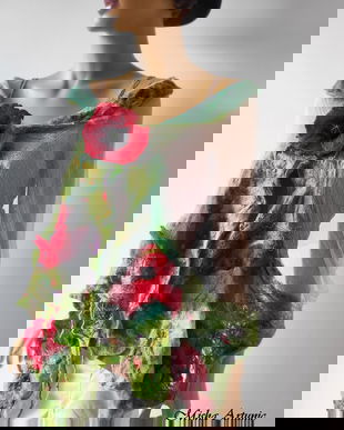 Sal din matase naturala si maci rosii impasliti | Breslo