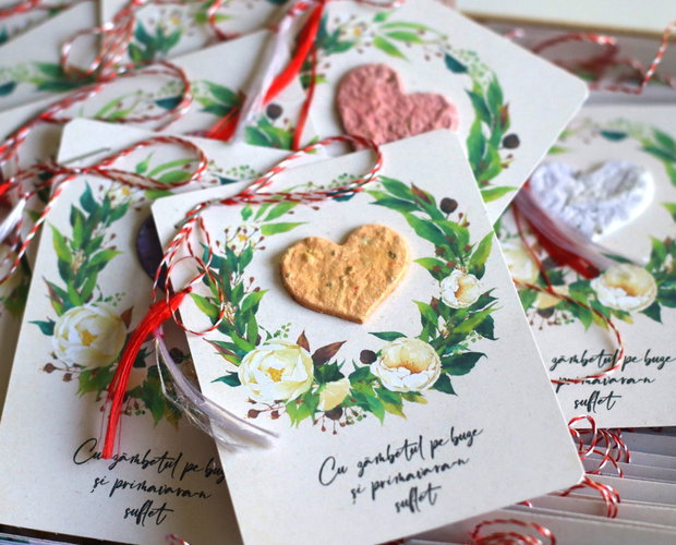 Martisor plantabil - hartie manuala cu seminte de flori | Breslo