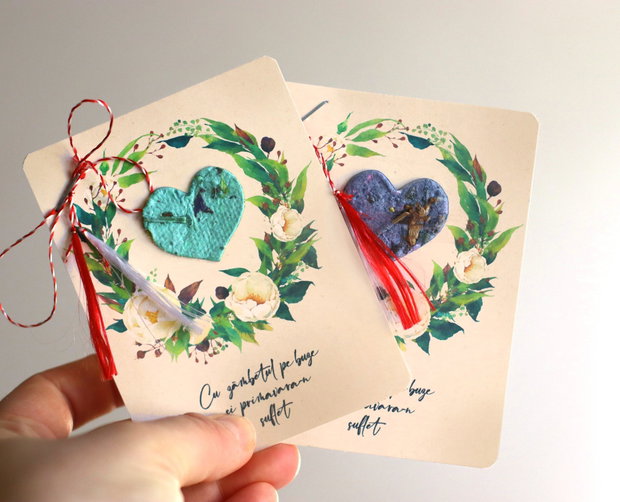 Martisor plantabil - hartie manuala cu seminte de flori | Breslo