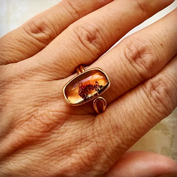 Inel alama aurita & citrin natural | Breslo