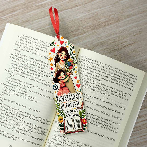 Semn de carte din lemn personalizat pentru invatatoare, educatoare | Breslo