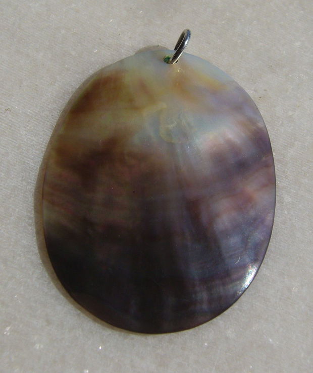 Pandantiv oval mare din sidef NATURAL aprox 33x45 mm (48 mm cu anoul ...