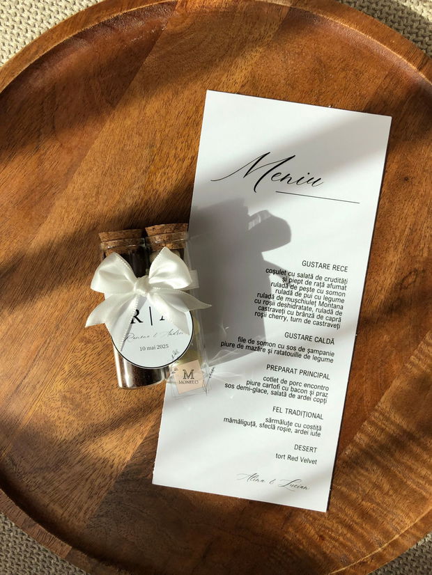 Set nunta Marturii si Meniuri - Sticlute cu cafea si bomboane | Breslo