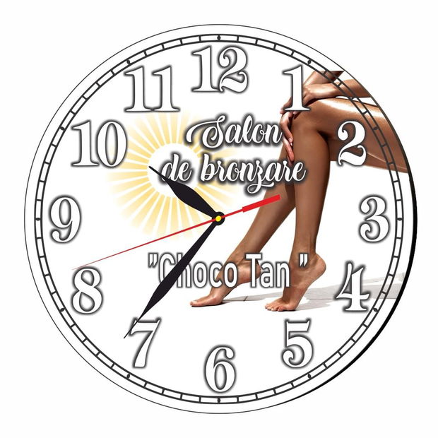 Ceas Salon Bronzare, Solar, Personalizat, Lemn, 40 cm, CMSUV079 | Breslo