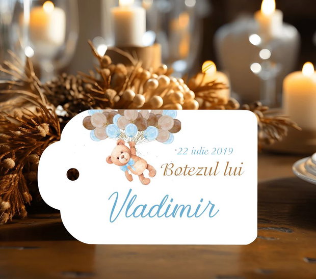 Etichete marturii botez baietei Ursulet cu baloane | Breslo