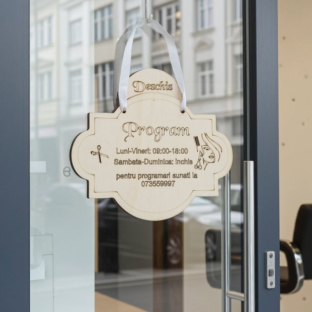 Pancarda cu orar de lucru,personalizat,blanc | Breslo