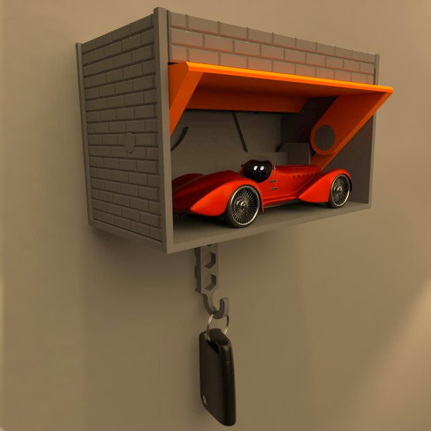 Cuier de chei în formă de garaj 3D Hot Wheels 1:64, personalizabil, cu ...