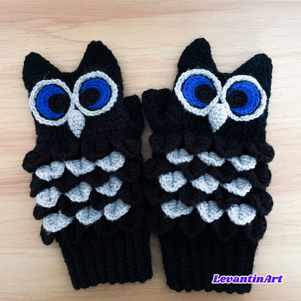 BUFNITE NEGRE - Manusi fara degete pentru adulti, crosetate. Manusi ...