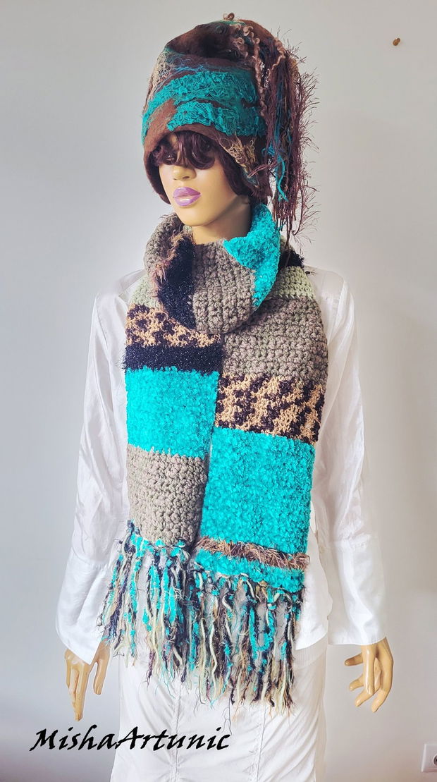 Caciula impaslita si fular crosetat | Breslo