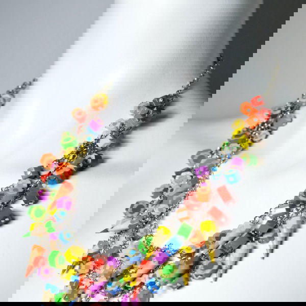 Colier din creioane colorate - Curcubeu mare | Dichisar