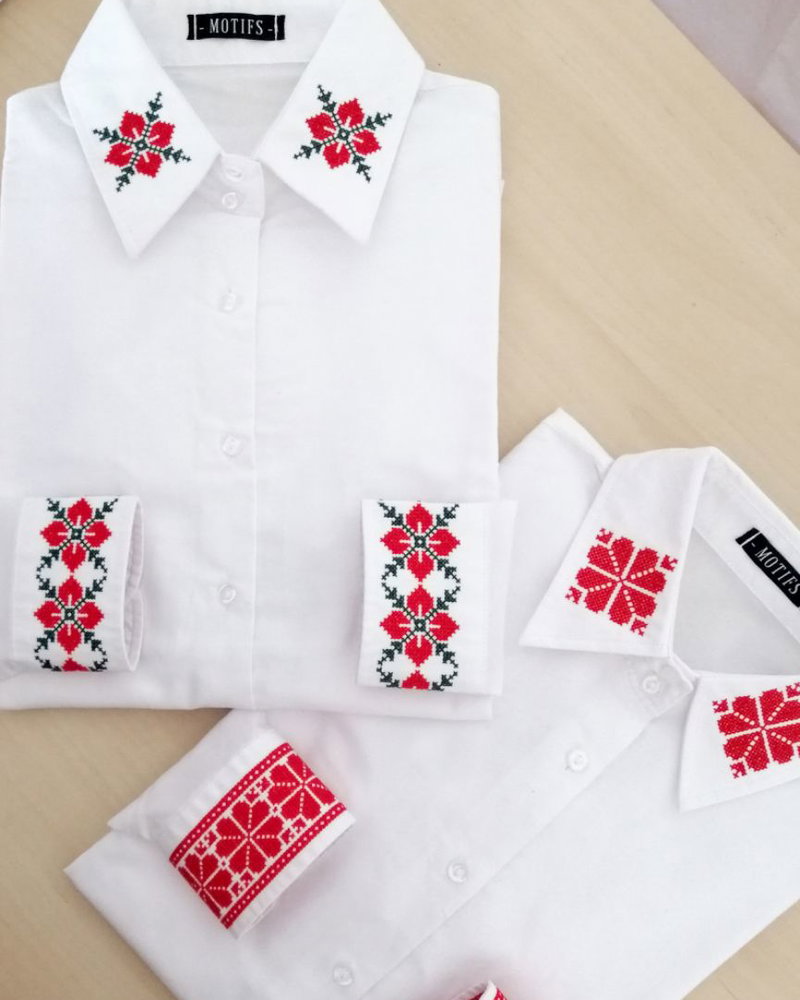 Camasa dama maneca lunga cu mansete si guler cu broderie motive ...