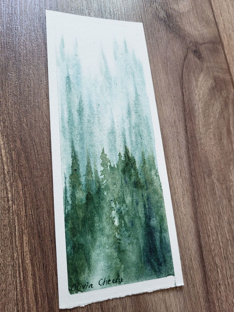 Semn de carte pictat manual- padure de brazi | Dichisar