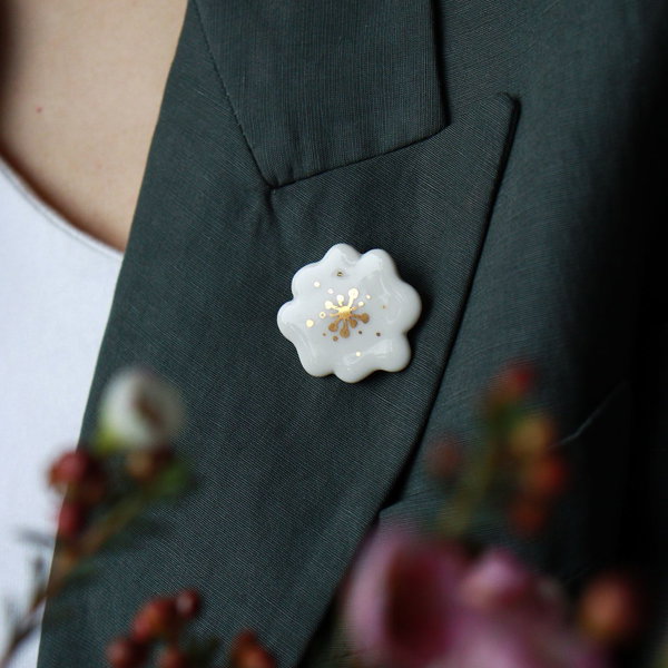 Brosa Martisor - Mac din portelan cu aur coloidal | Dichisar